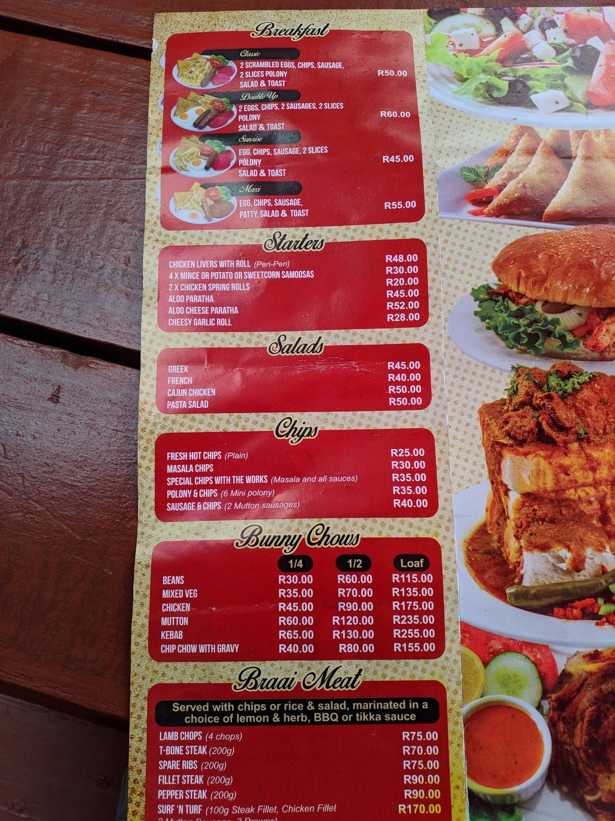 Menu at Billal Cuisine North Beach Branch restaurant, Durban