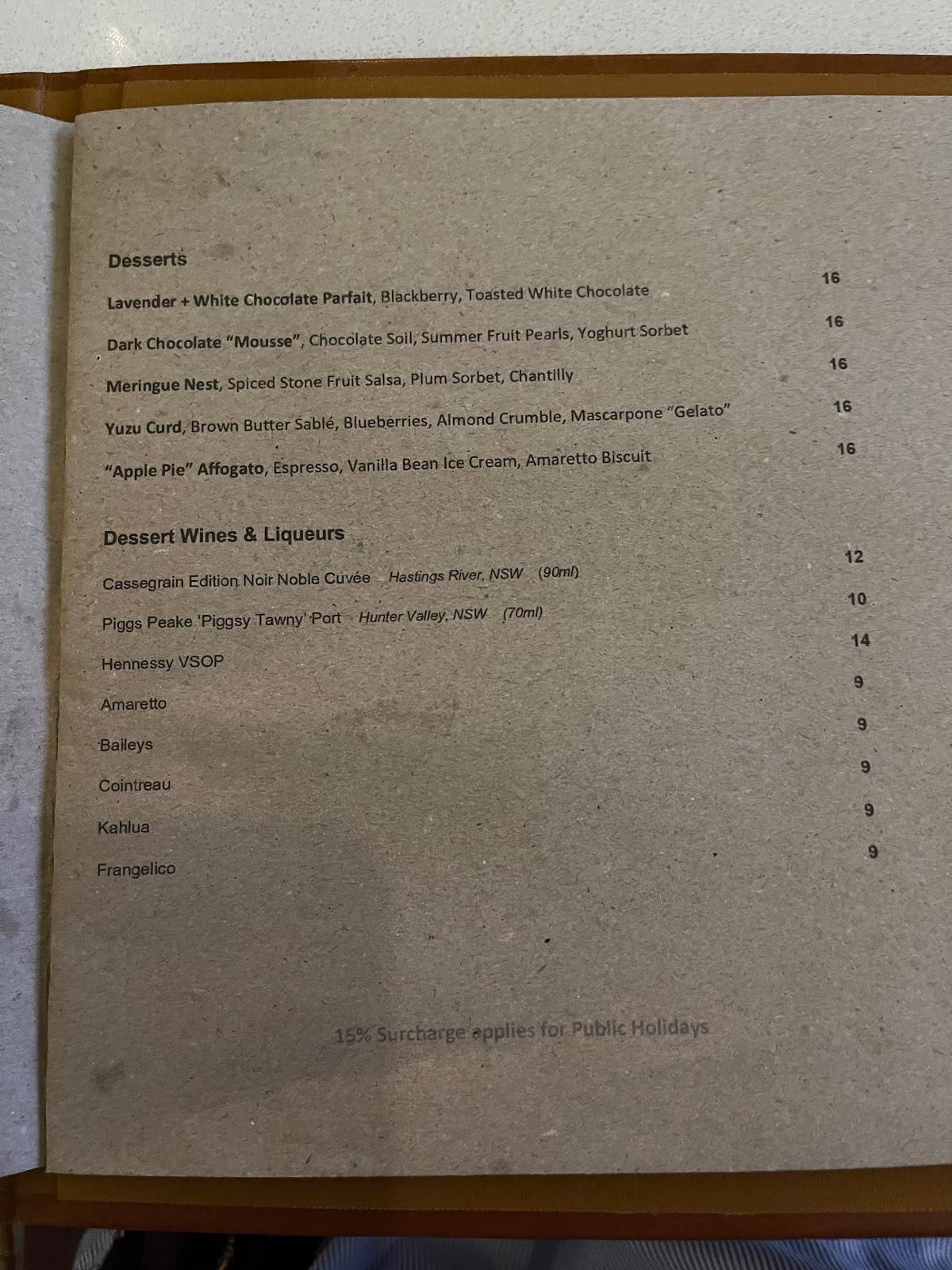Menu at Bills Fishhouse & Bar, Port Macquarie