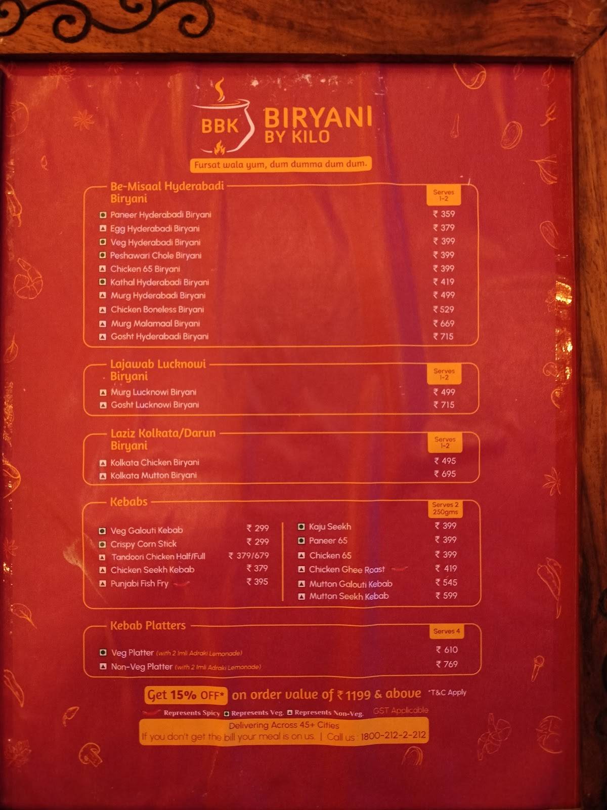 Menu at Biryani By Kilo- Gwalior, Gwalior