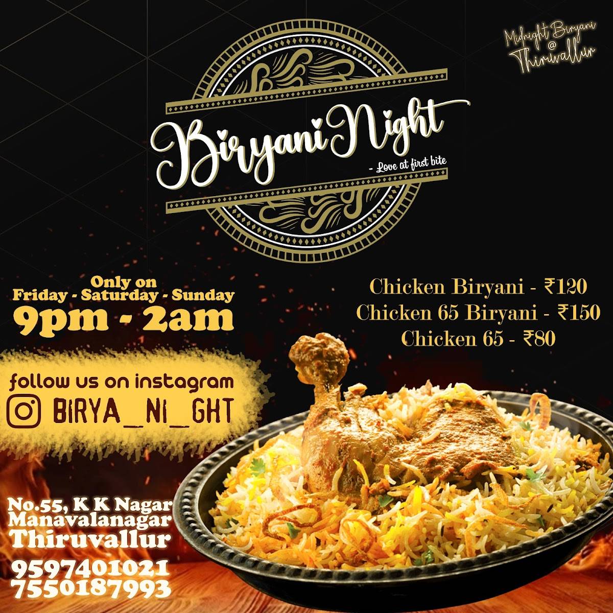 Menu at Biryani Night, Manavalanagar