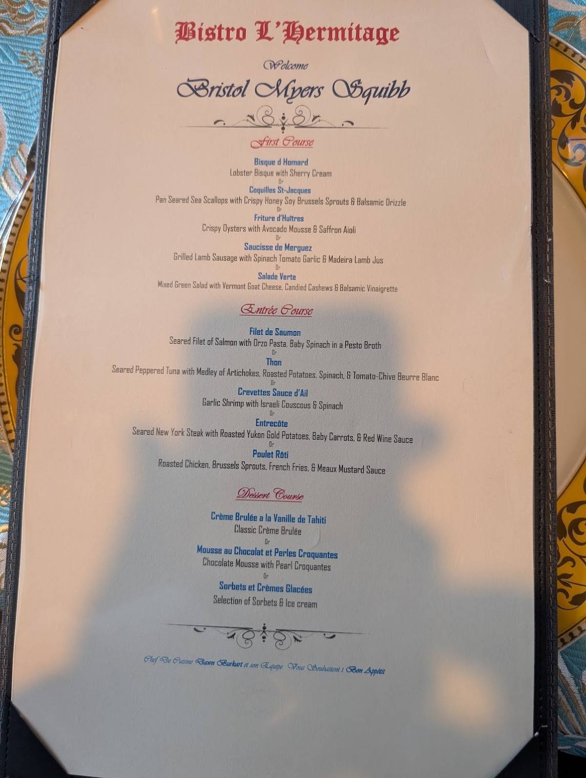 Menu at Bistro L'Hermitage restaurant, Woodbridge