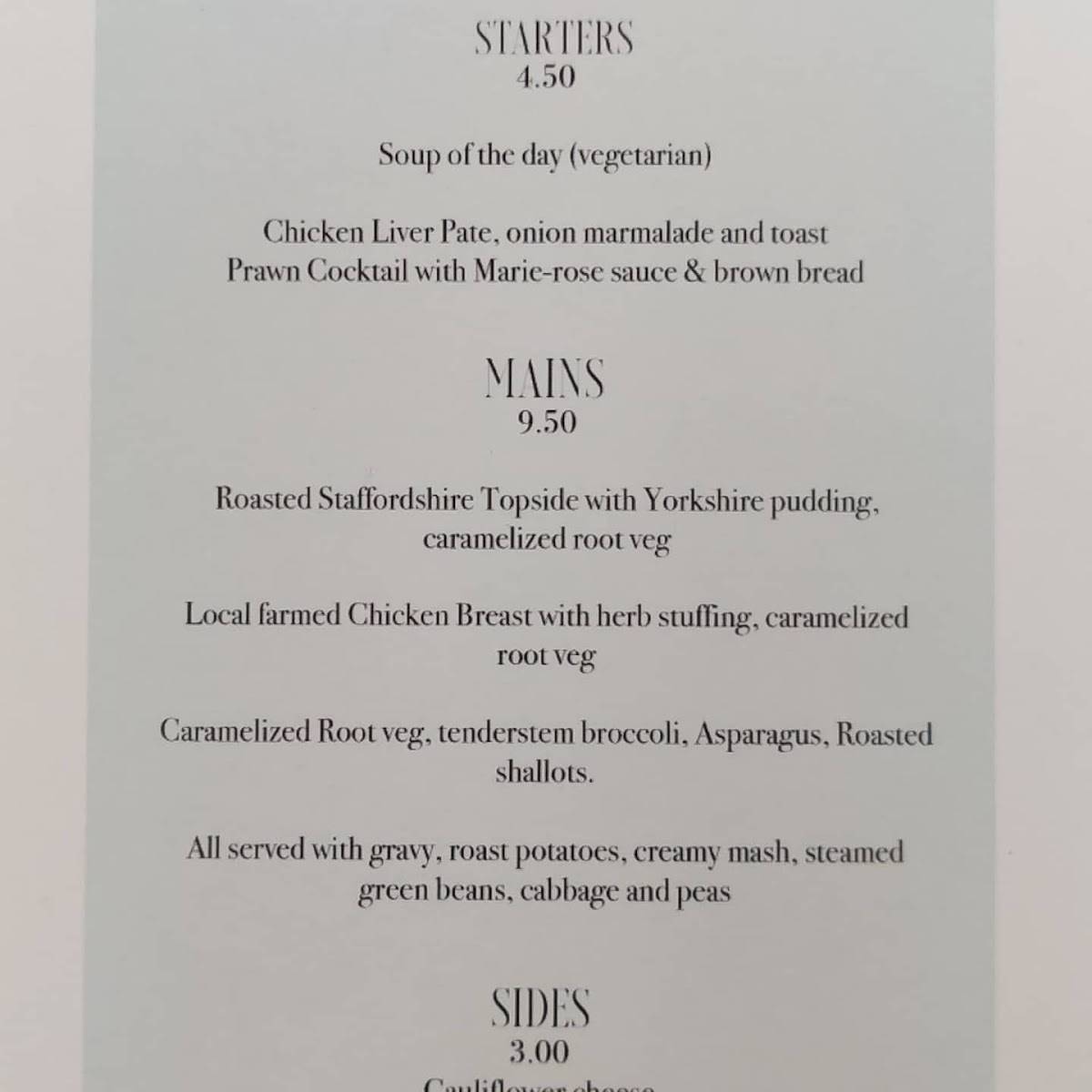 Menu at Bistro Le Coq pub & bar, Great Haywood