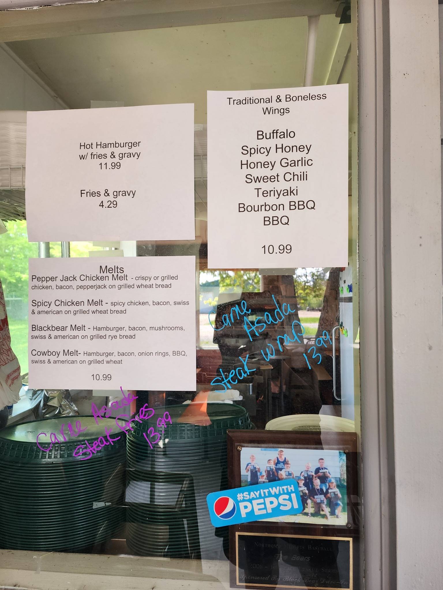 Menu at Black Bear Drive Inn restaurant, Northome