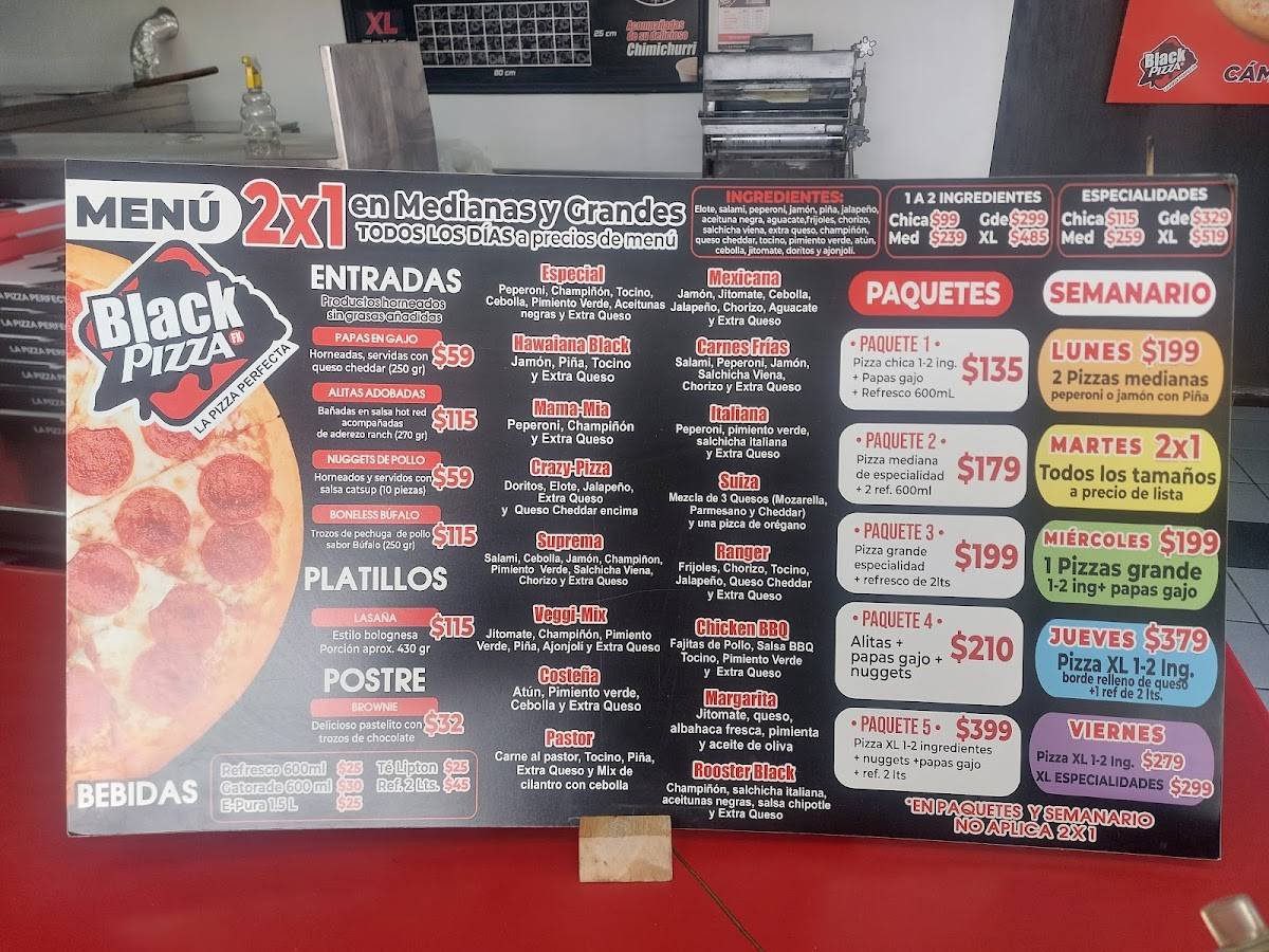 Carta del restaurante Black Pizza FX (Villas), Aguascalientes, Bernabé ...