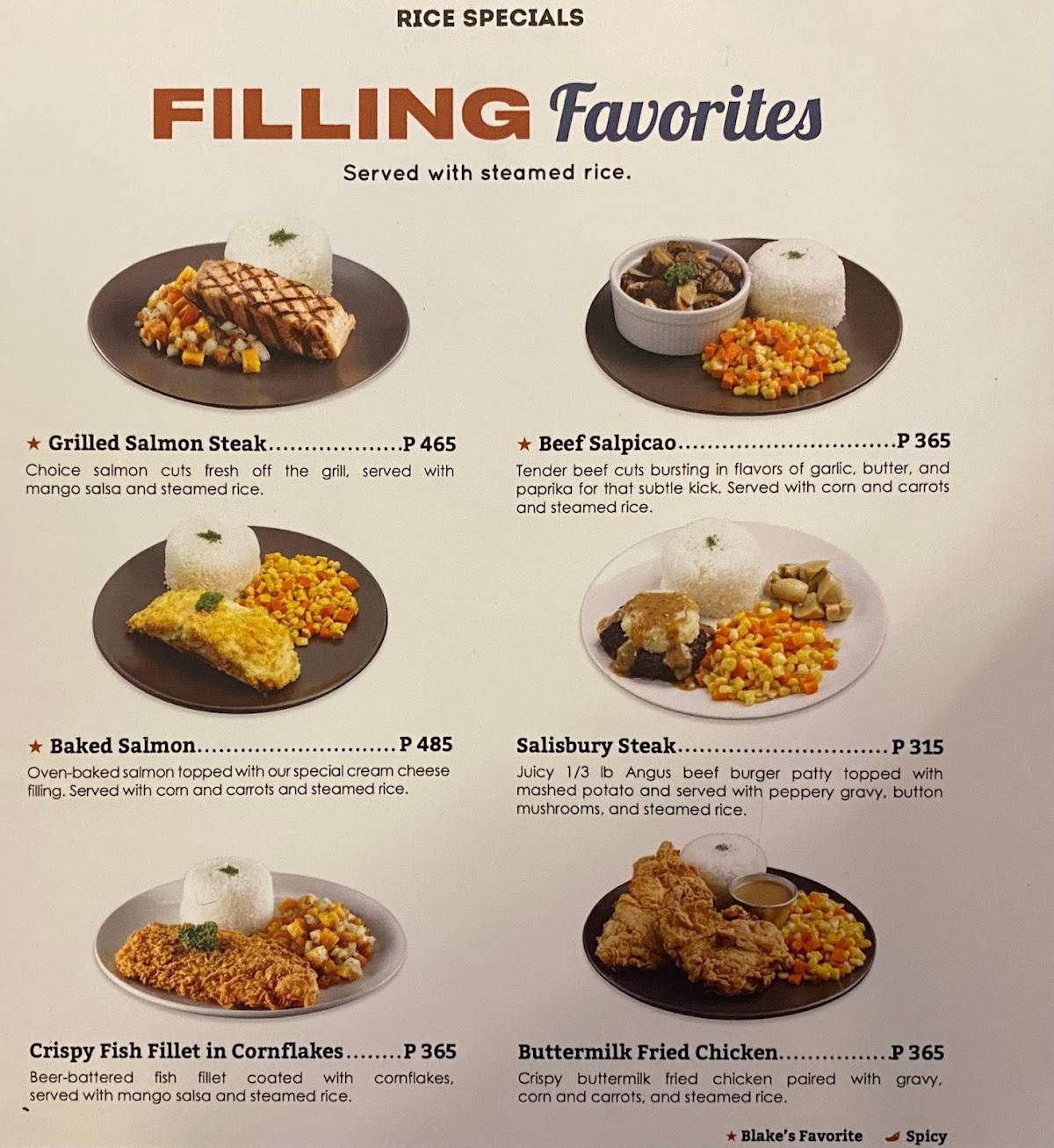 Carta del restaurante Blake's Wings & Steaks - Ayala Malls TriNoma ...