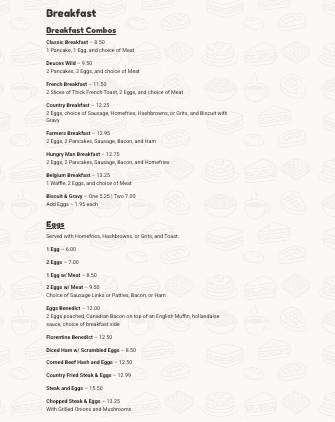 Menu at Bliss Cook House restaurant, Palm Harbor