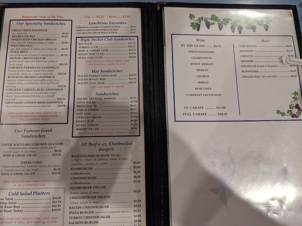 Menu at Blue Dolphin restaurant, Apalachin, NY-434