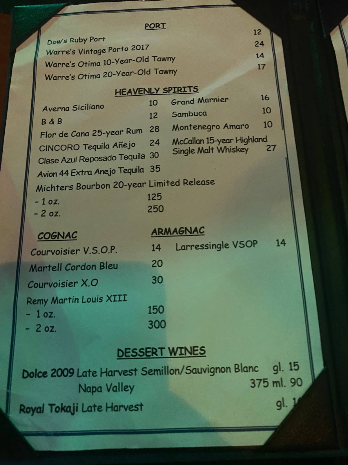 Menu at Blue Heaven restaurant, Key West