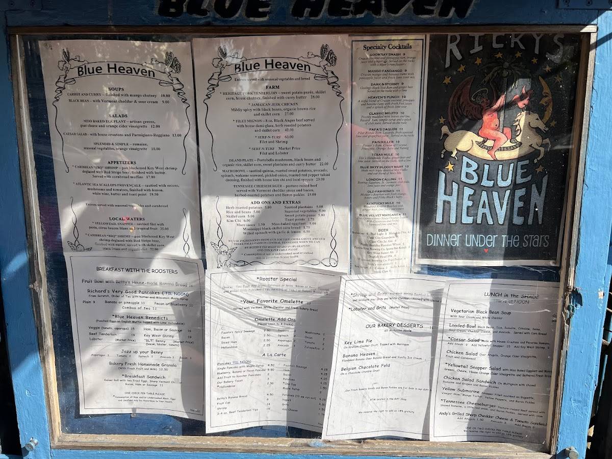 Menu at Blue Heaven restaurant, Key West