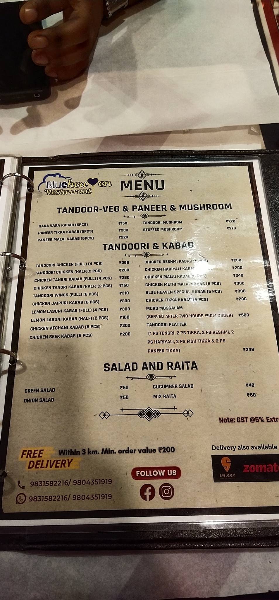 Menu at Blue Heaven Restaurant, Howrah