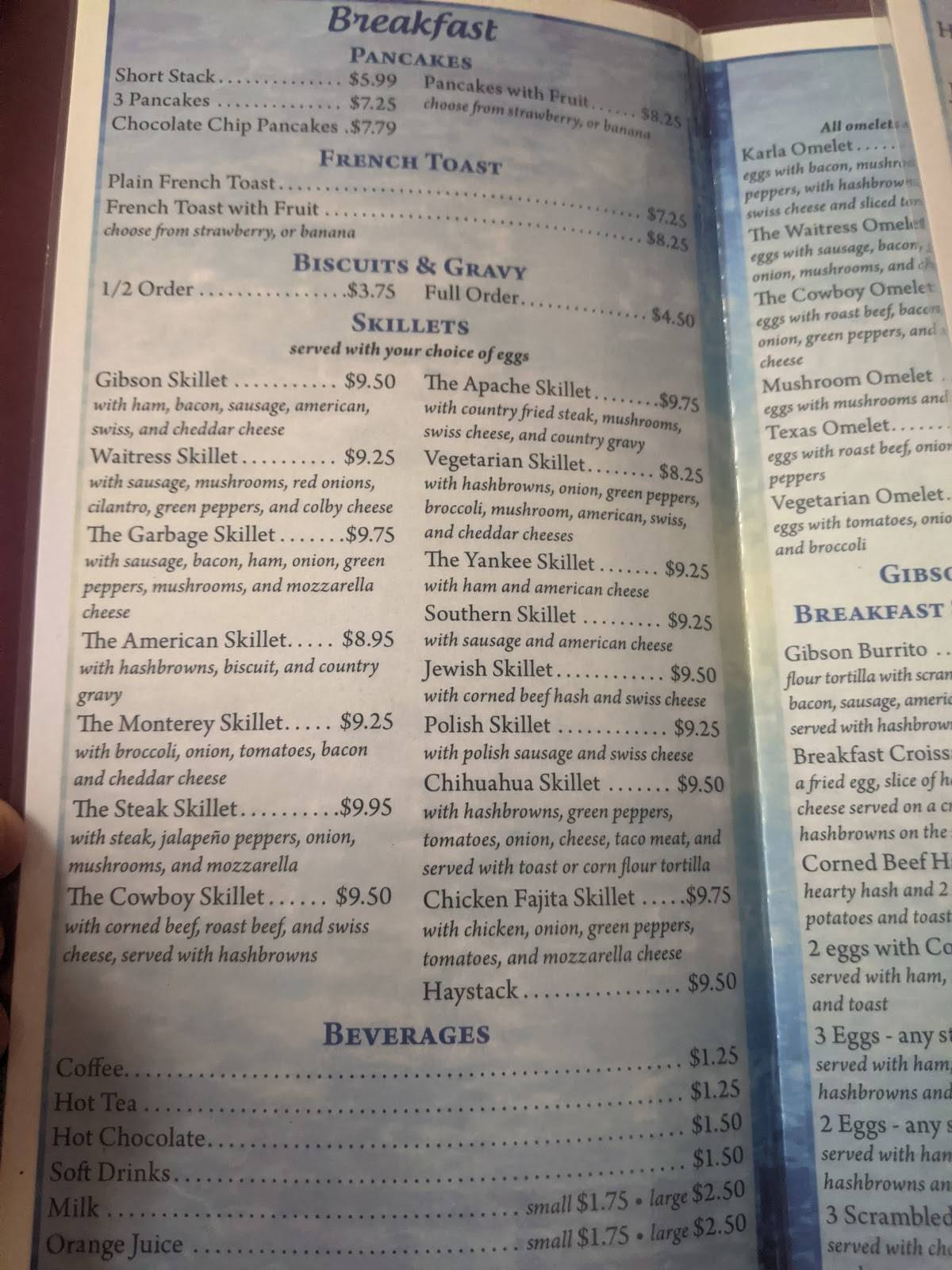 Menu at Blue Star Cafe, Gibson City