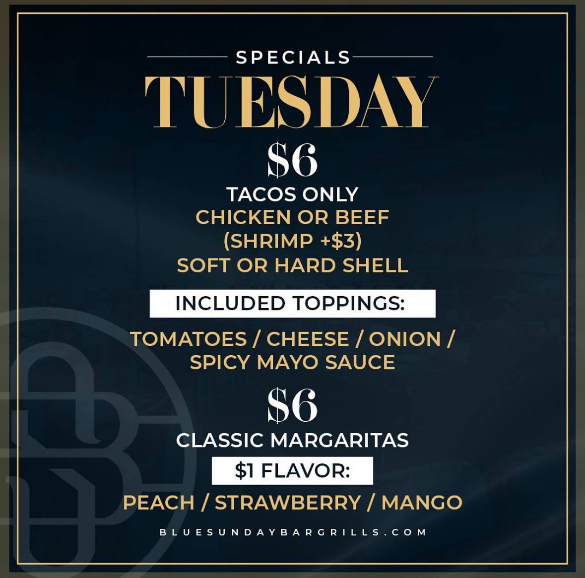Menu at Blue Sunday Bar & Grill, Bensalem