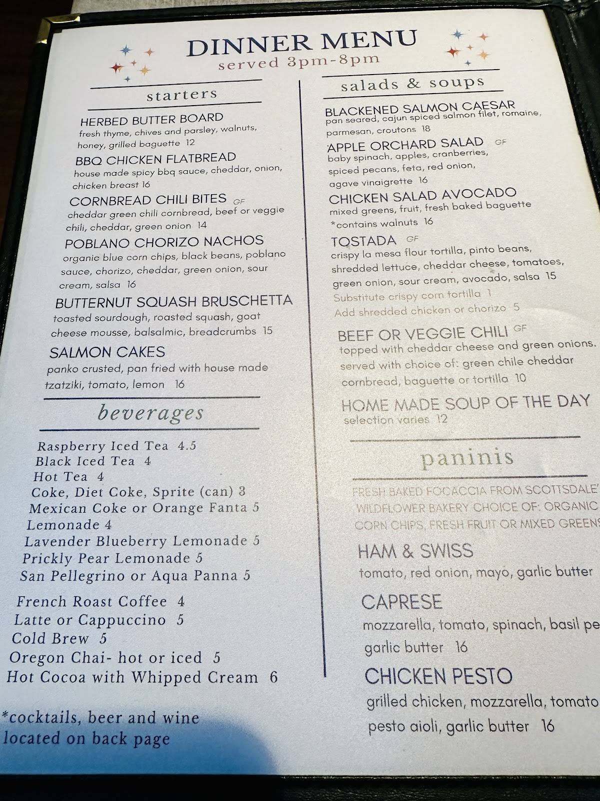 Menu at Blue Willow Restaurant & Gift Shop, Tucson, N Campbell Ave