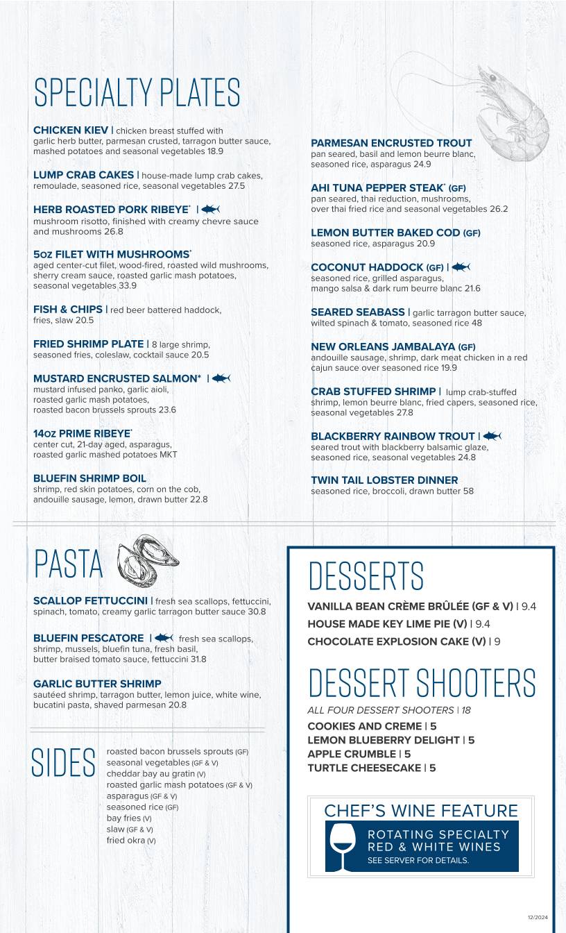Menu at Bluefin Grill & Bar, The Villages