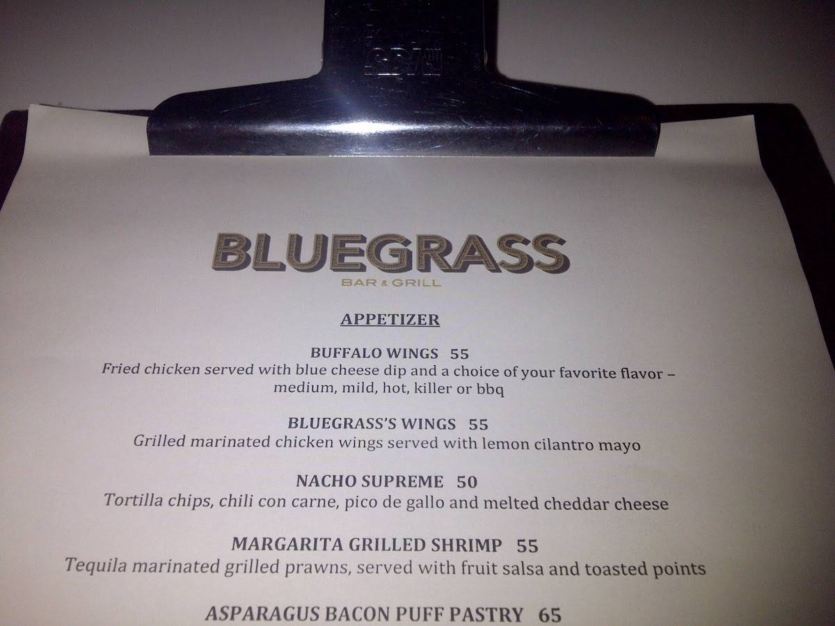 Menu at Bluegrass Bar & Grill, South Jakarta