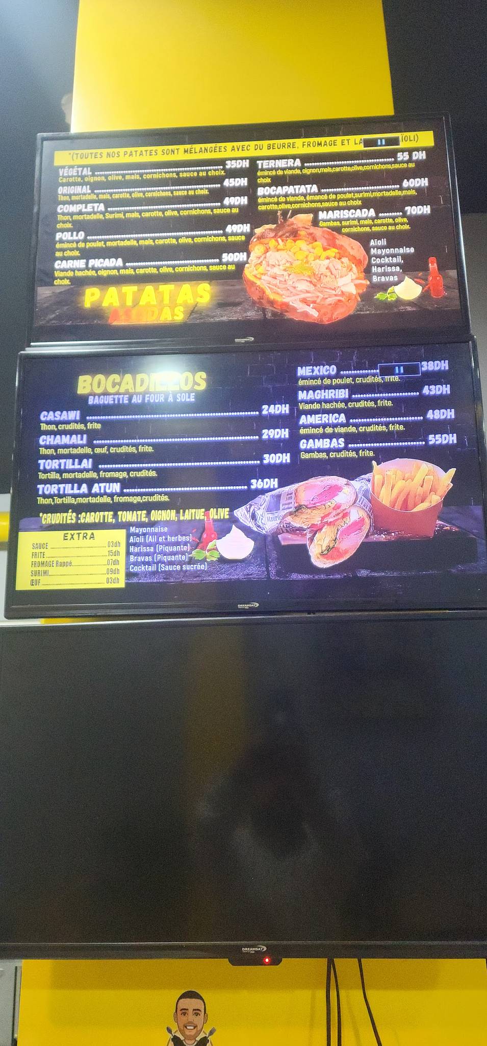 Menu au Boca Patata restaurant, Casablanca