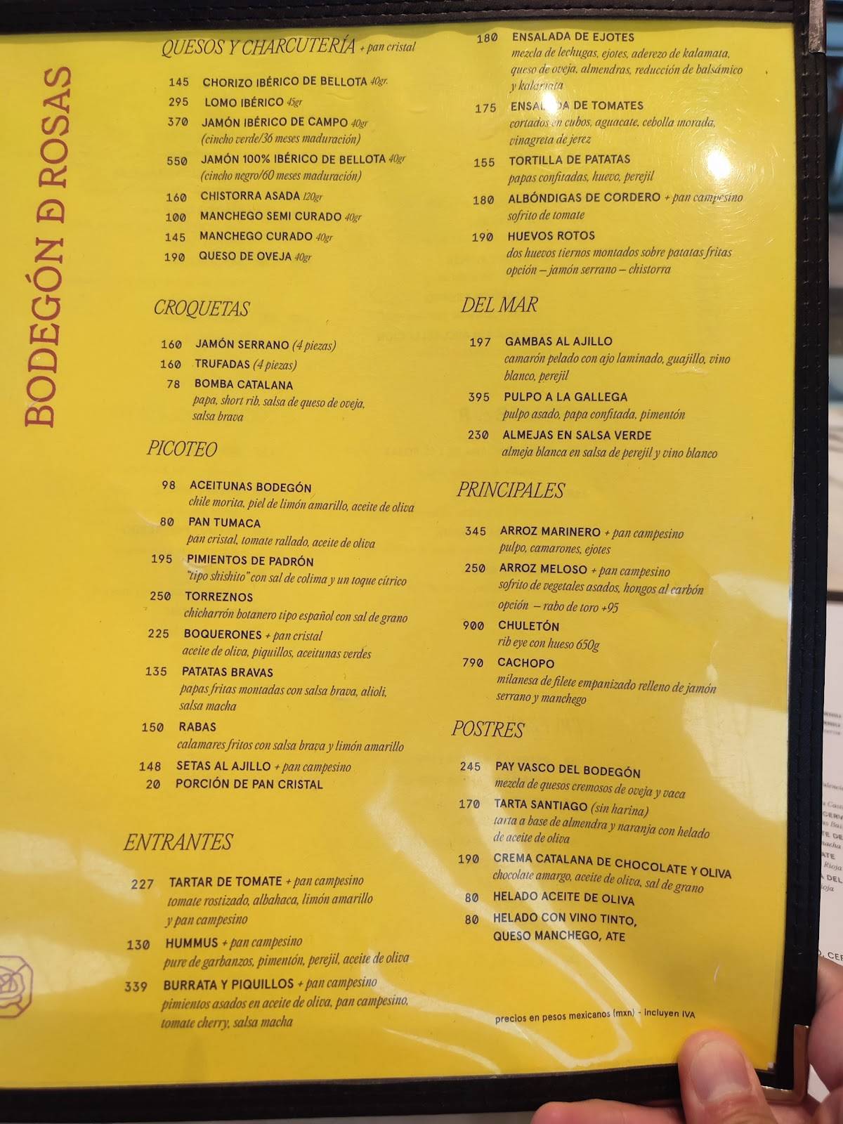 Carta del restaurante Bodegon del Rosas, San Pedro Garza García