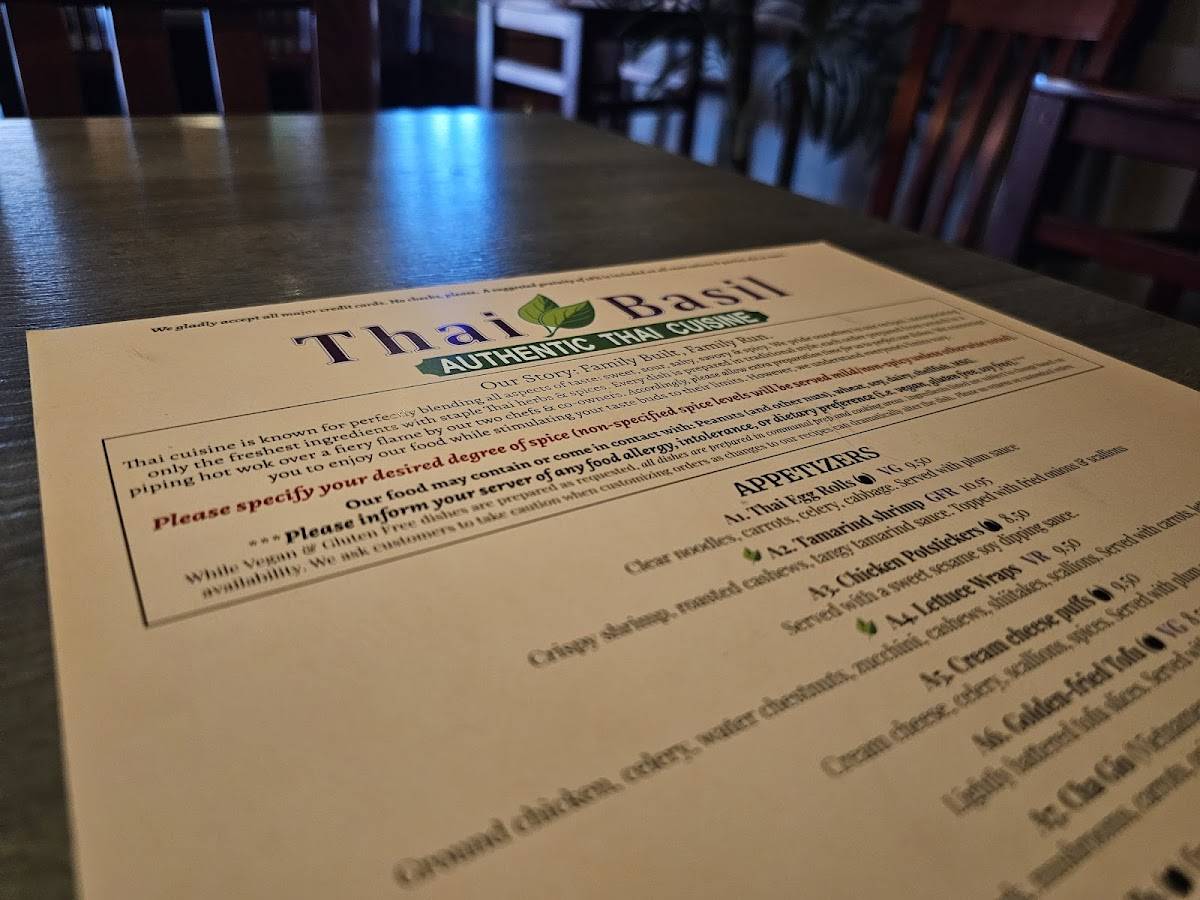 Menu at Thai Basil restaurant, Meridian, E Fairview Ave #110
