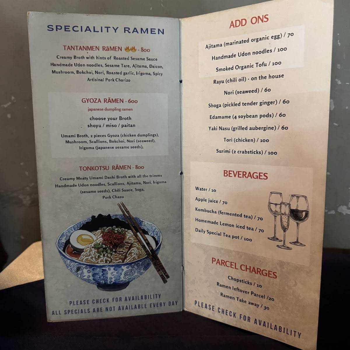 Menu at Boku Ramen, Puducherry