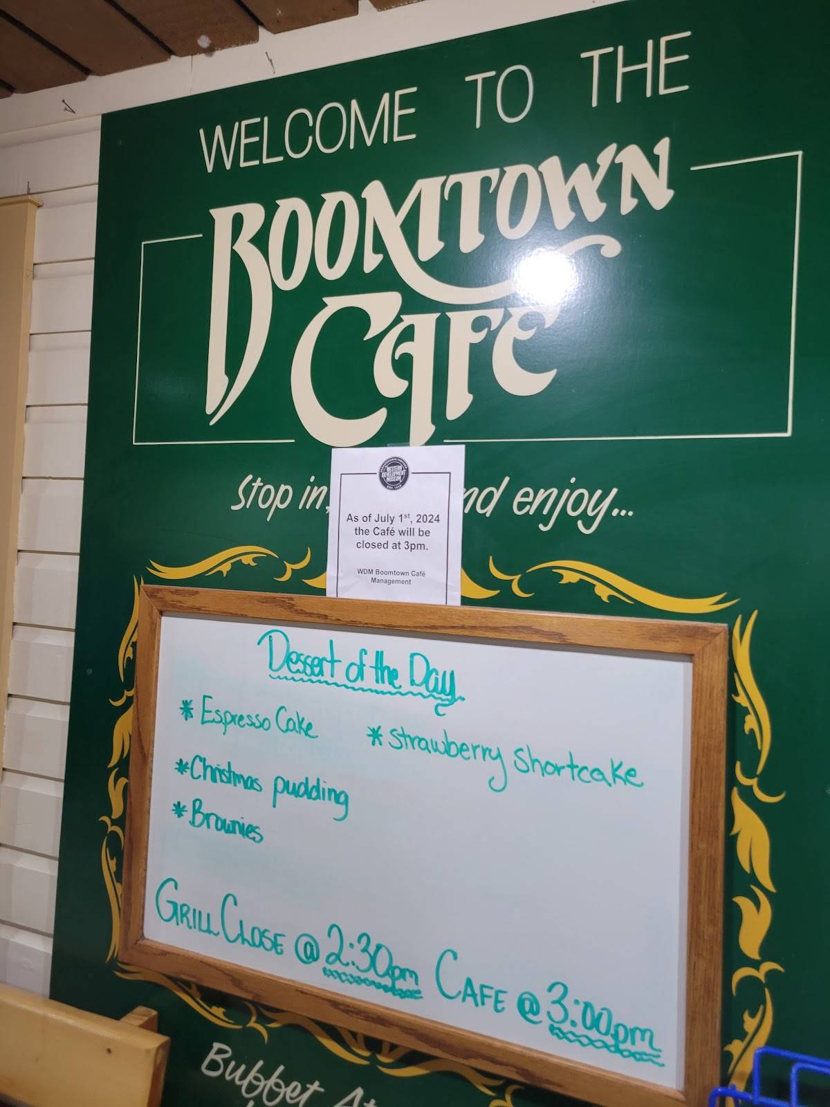 Menu at Boomtown Cafe, Saskatoon