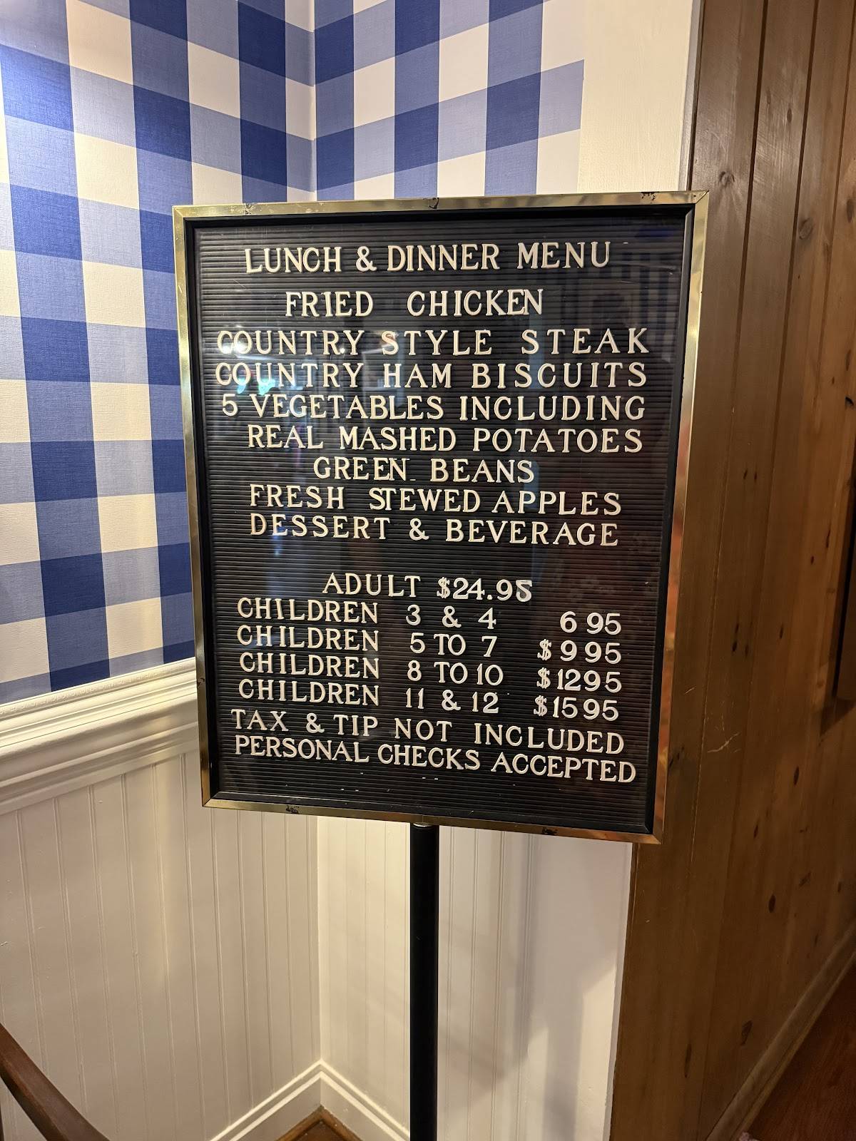 Menu at Dan'l Boone Inn restaurant, Boone, 130 Hardin St