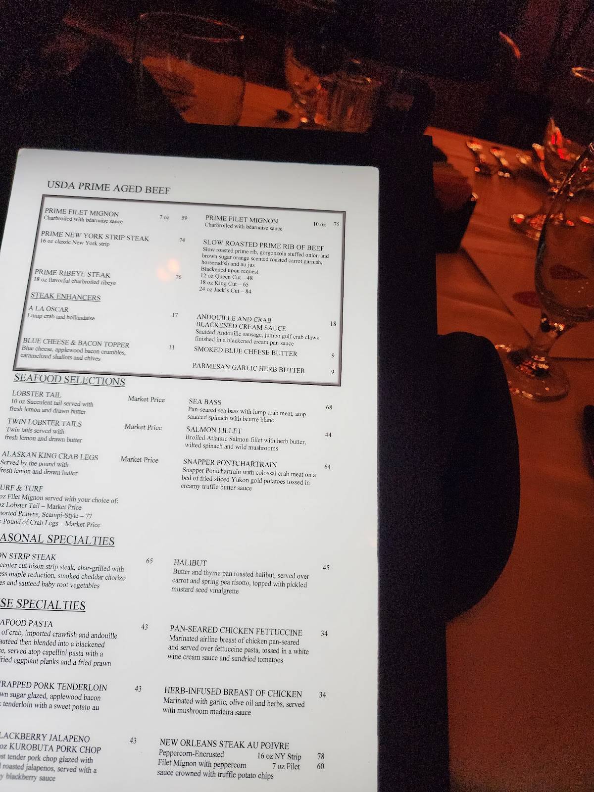 Menu at Jack Binion's Steak House steakhouse, Bossier City, 711 ...