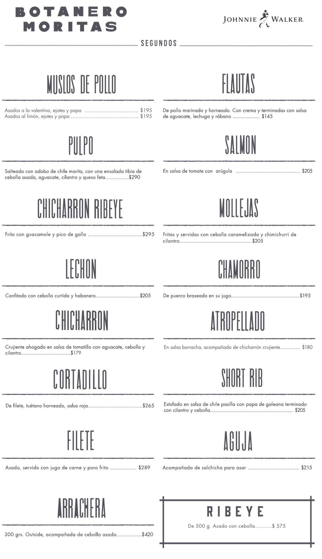 Carta del restaurante Botanero Moritas, Saltillo, Boulevard Parque ...