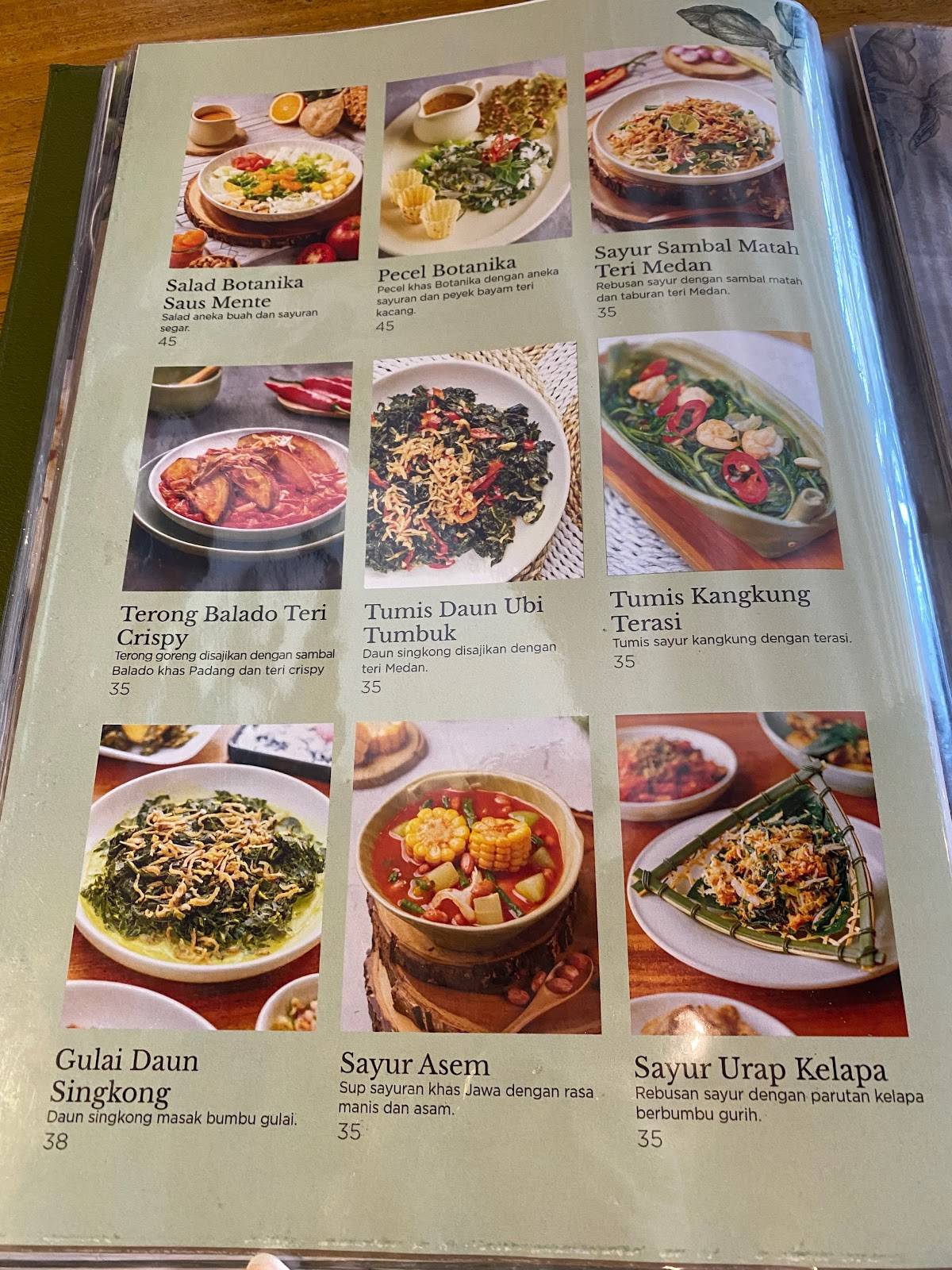 Menu at Botanika - Kertajaya Indah restaurant, Surabaya