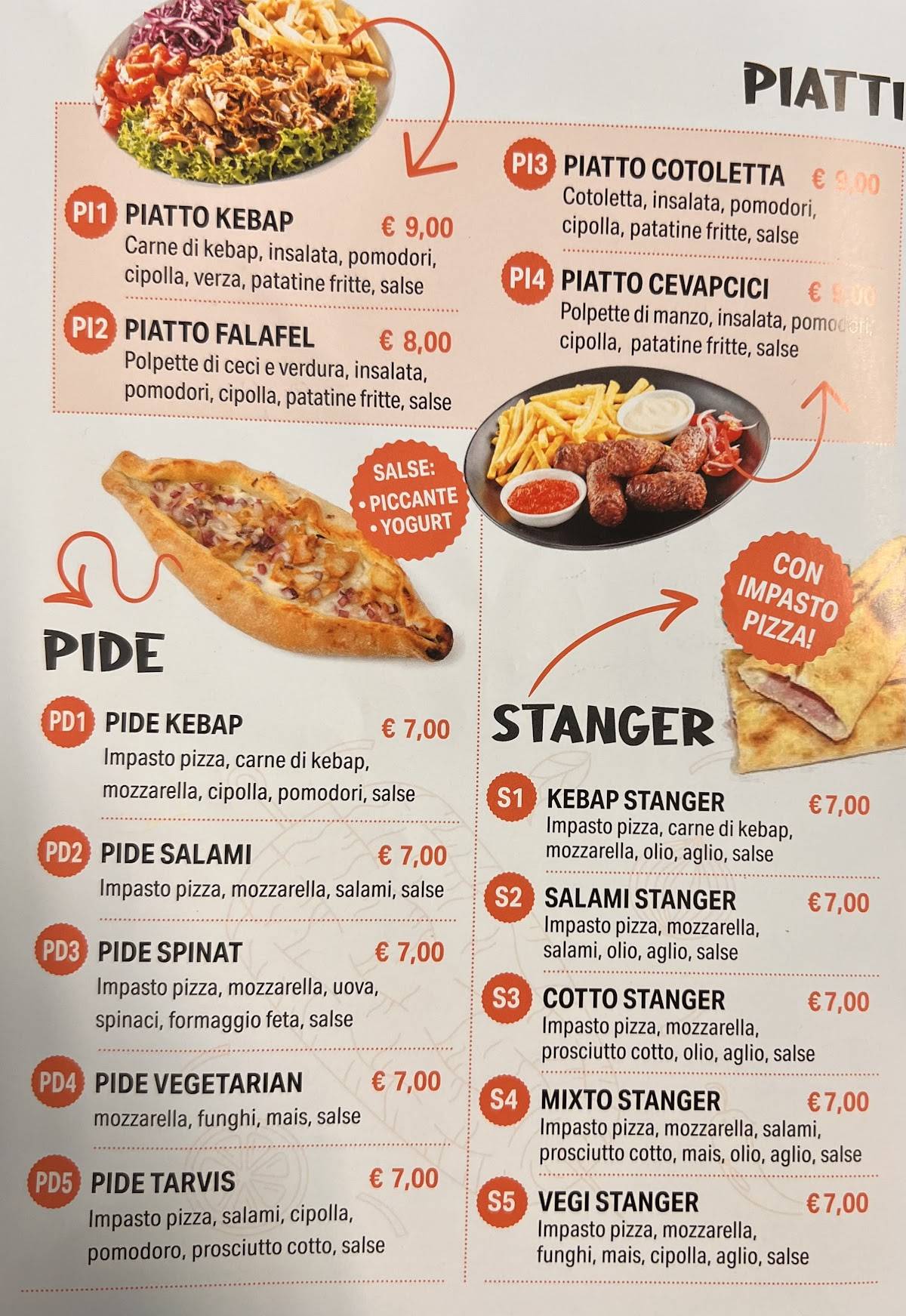 Menu au Bottega d’oro Burger & Kebap restaurant, Tarvisio
