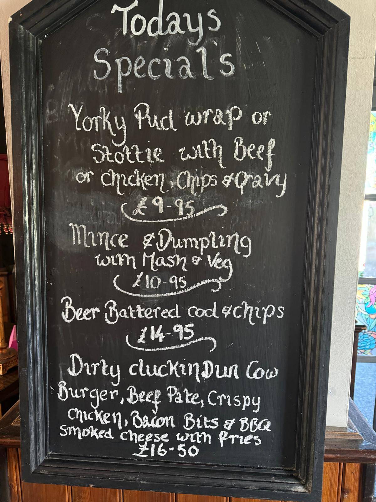 Menu at The Dun Cow, Bournmoor, County Durham pub & bar, Houghton le Spring