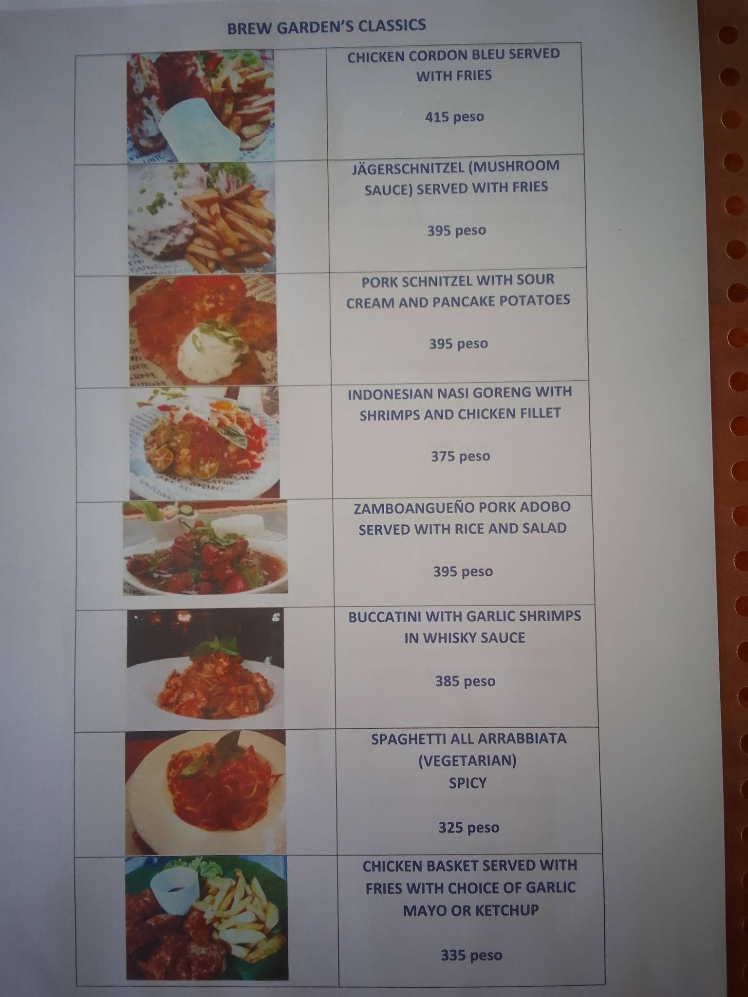Menu at Brew Garden - Craft Beer restaurant, Dumaguete