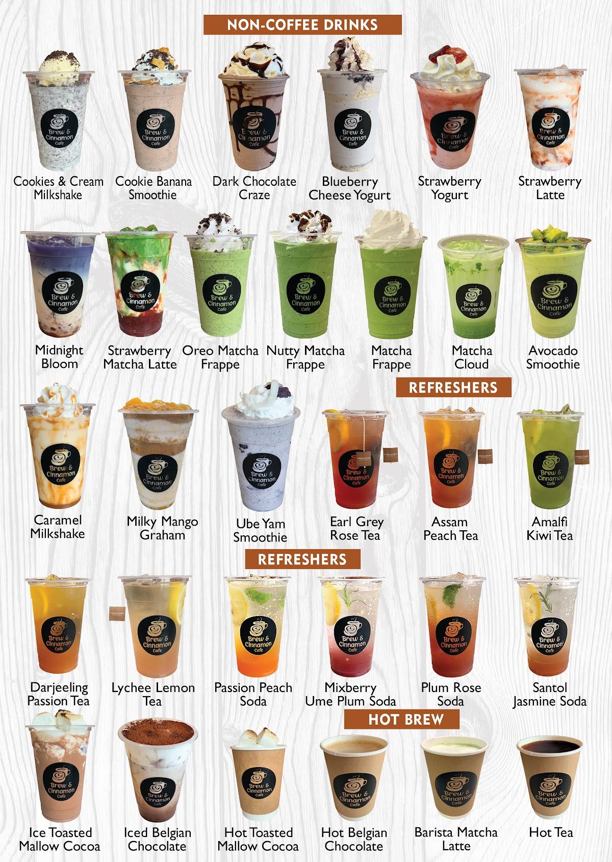 Menu at Brew and Cinnamon Cafe, Davao City