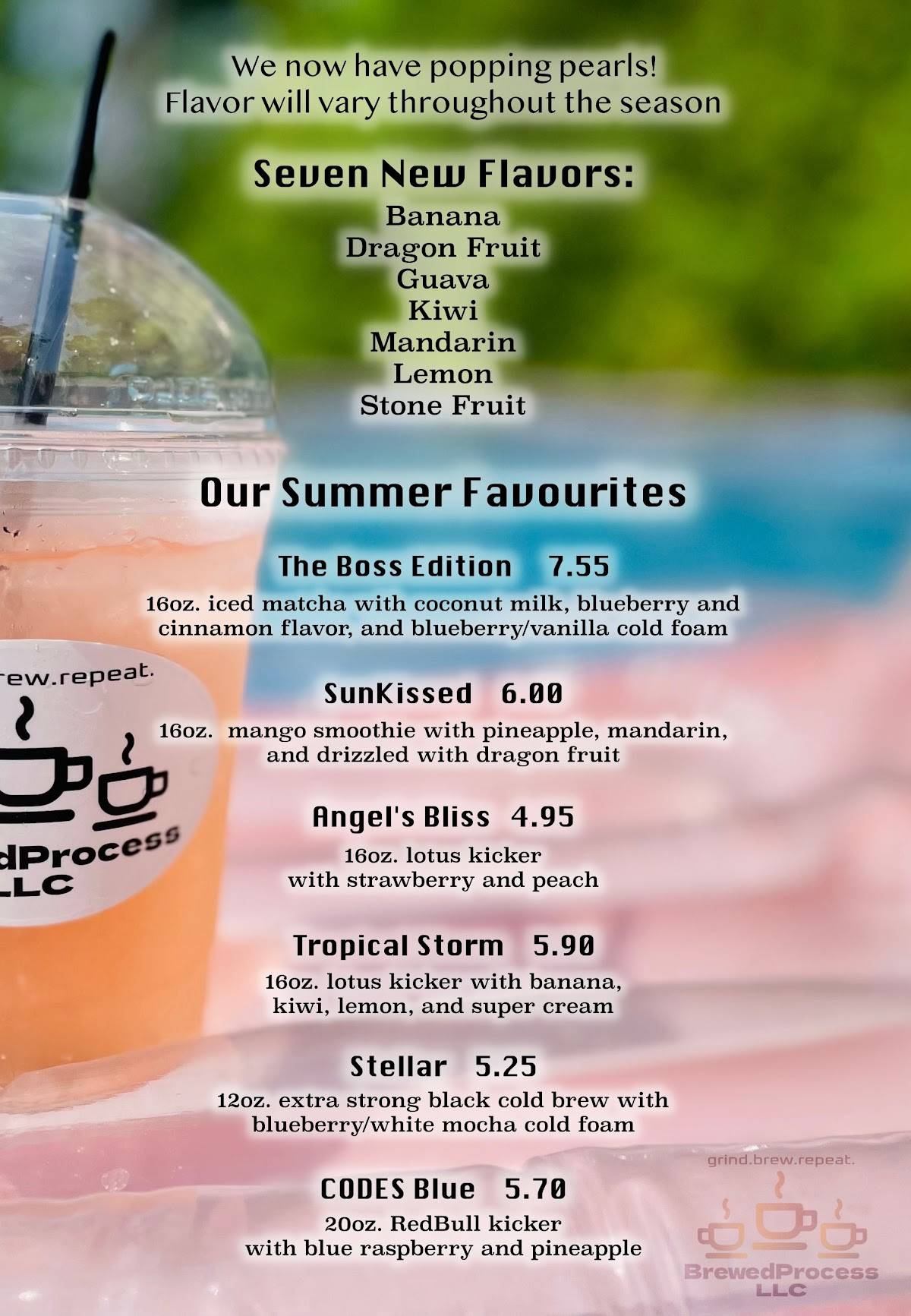 Menu at Brewed Process LLC, Beulaville