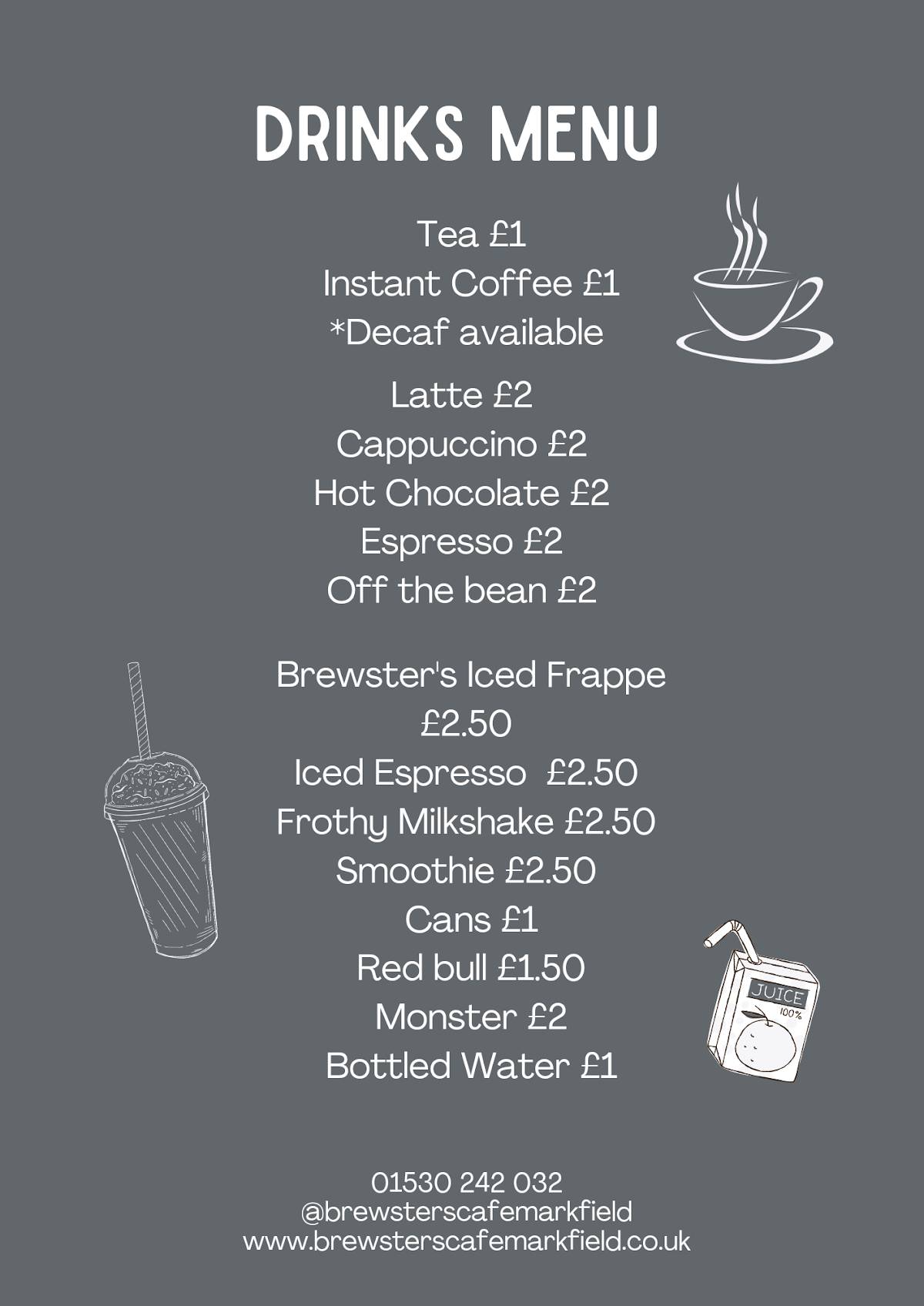 Menu at Brewsters Café & Cob Shop cafe, Markfield
