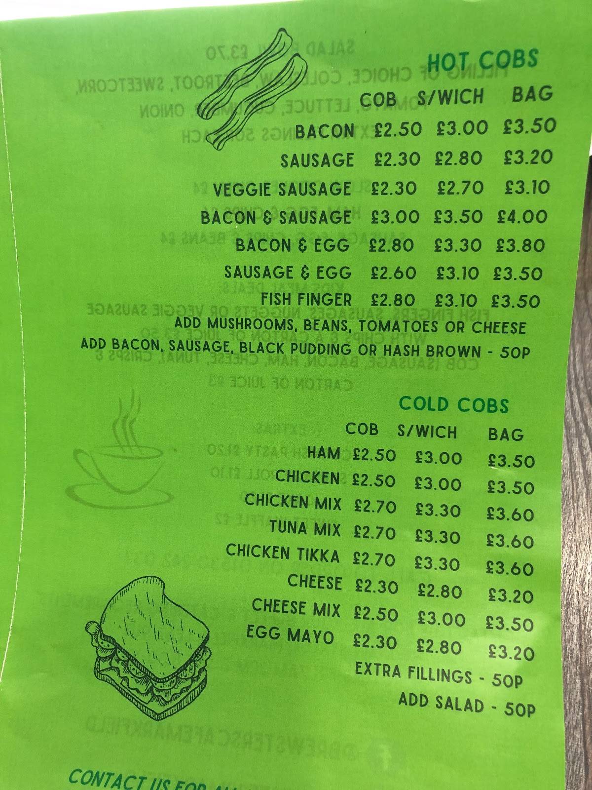 Menu at Brewsters Café & Cob Shop cafe, Markfield