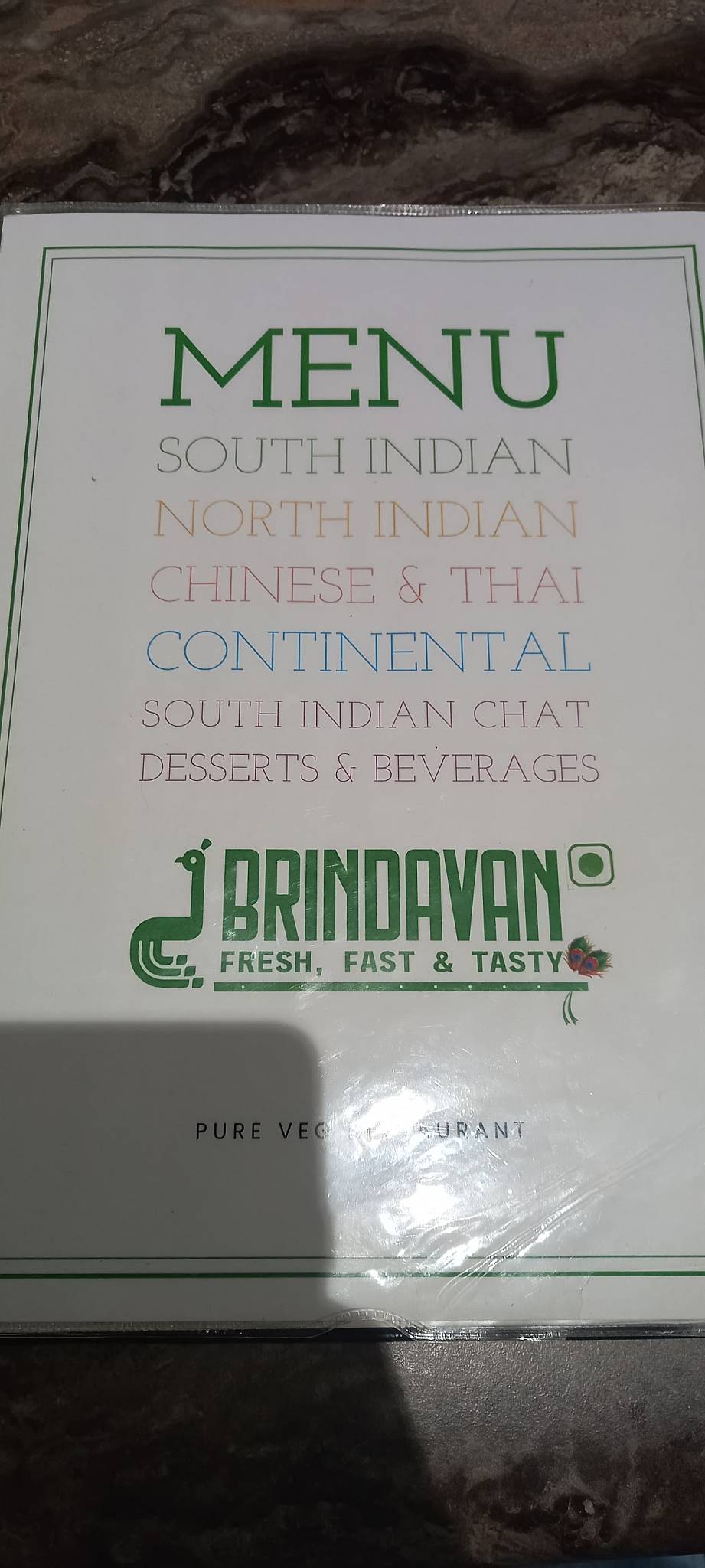 Menu at Brindavan Pure Veg Restaurant, Mandi