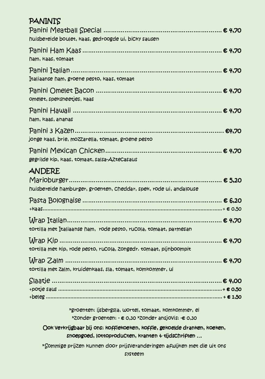 Speisekarte von Broodjes Mario Smos, Aalst