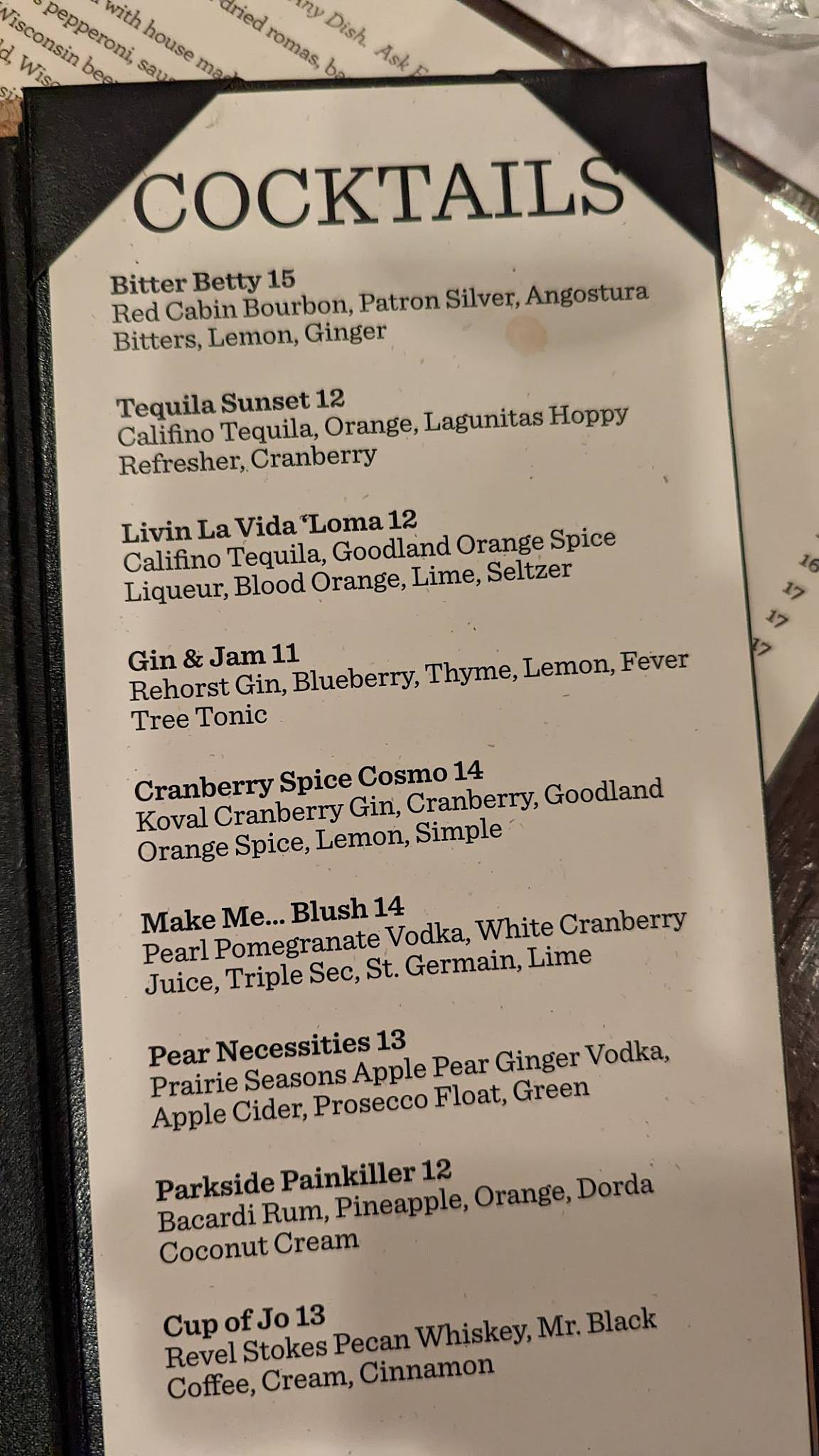 Menu at ParkSide 23 restaurant, Brookfield