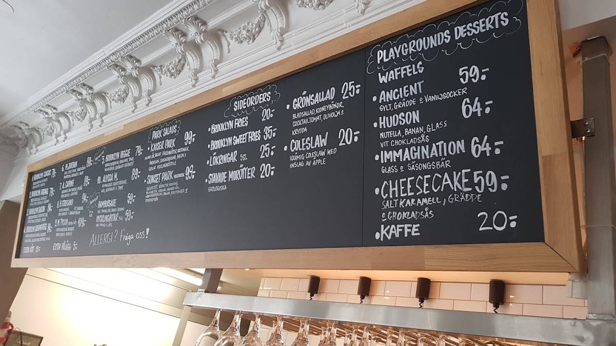Carta del restaurante Brooklyn Burger City, Jönköping, Trädgårdsgatan 23