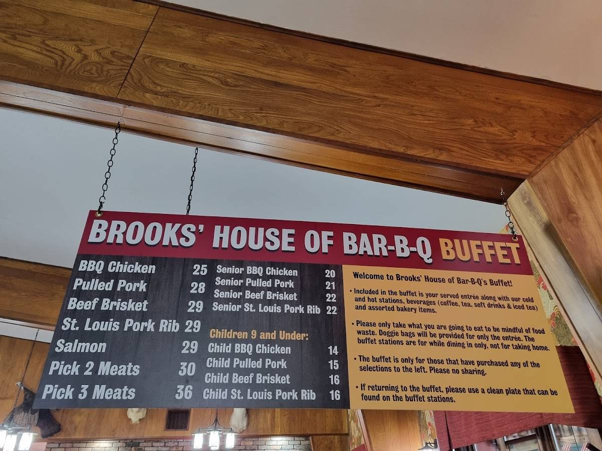 Menu at Brooks' House of Bar-B-Q, Oneonta