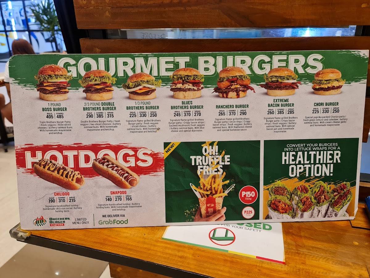 Menu at Brothers Burger Express - Ayala Manila Bay restaurant, Parañaque