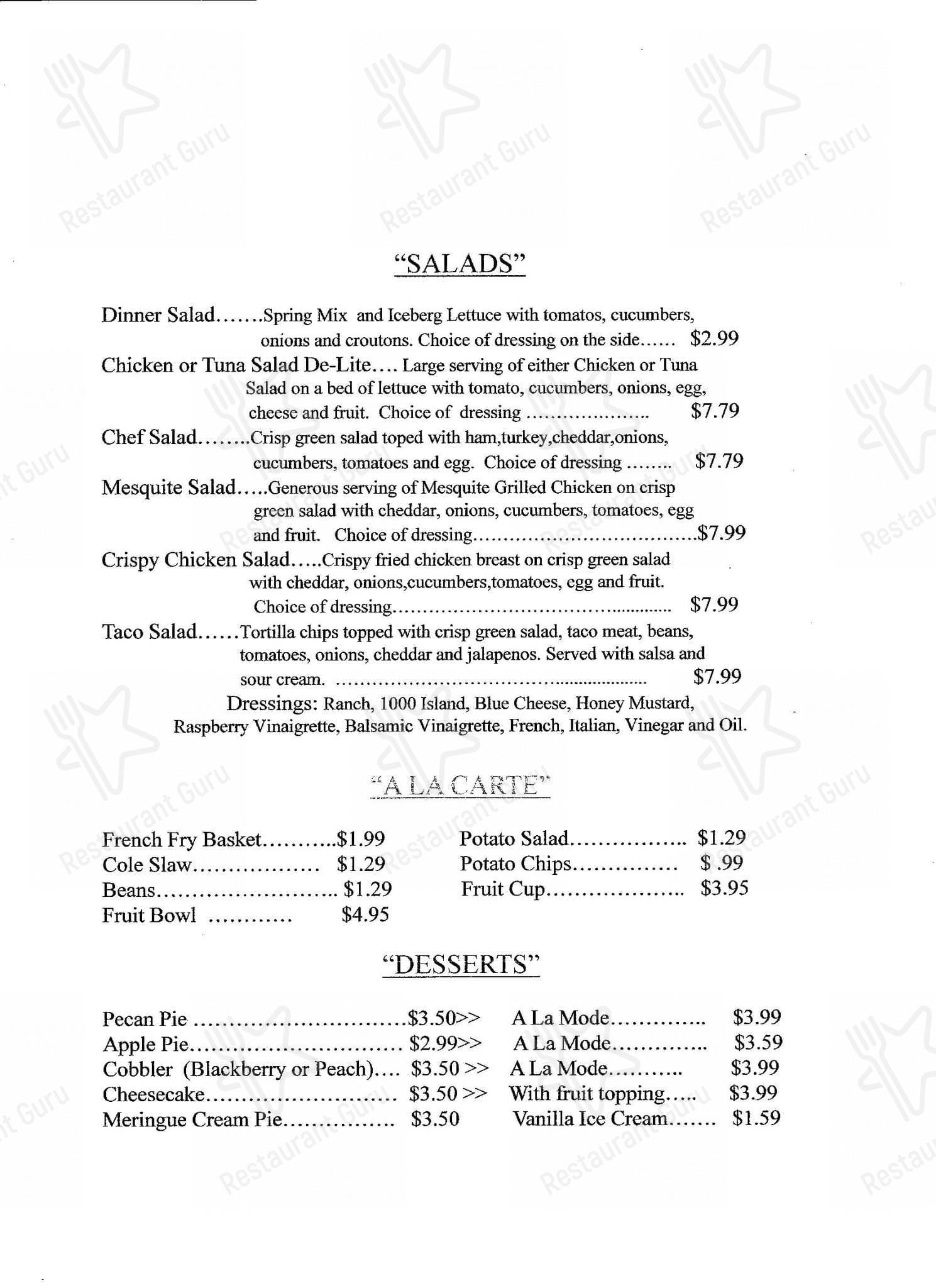 Menu at Bayside Cafe, Laguna Vista, 707 Santa Isabel Blvd #2647