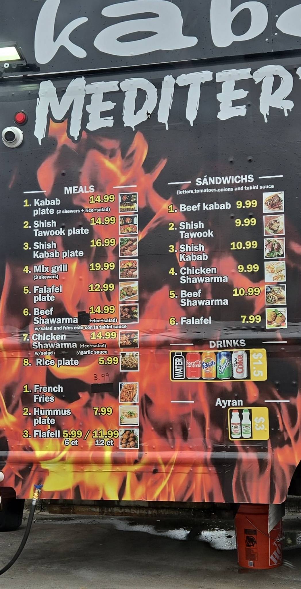 Menu at Kabab karavan Mediterranean food truck restaurant, Brownsville