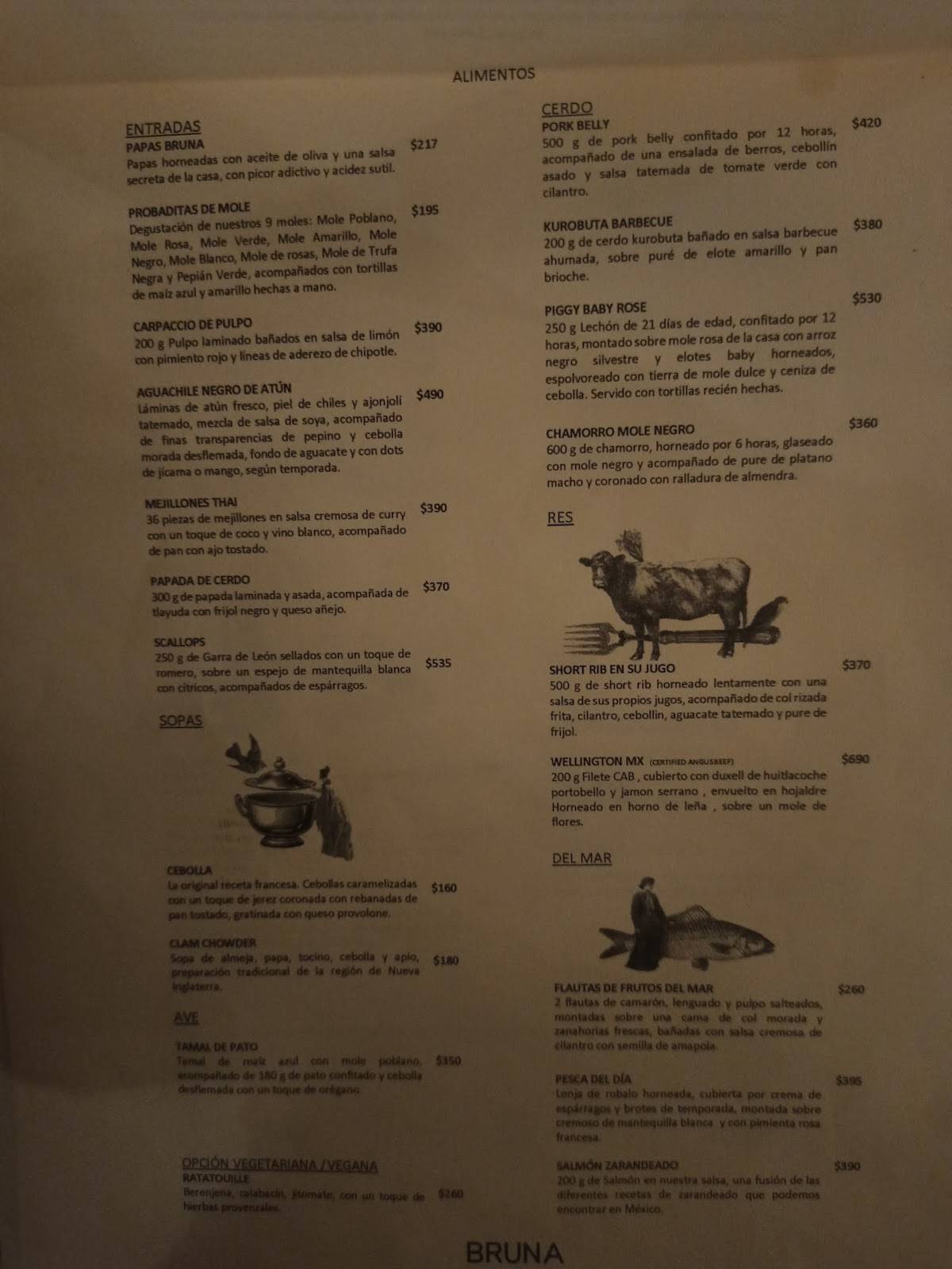 Carta de Bruna Restaurante, Guadalajara, Calle Lerdo de Tejada 2418 ...