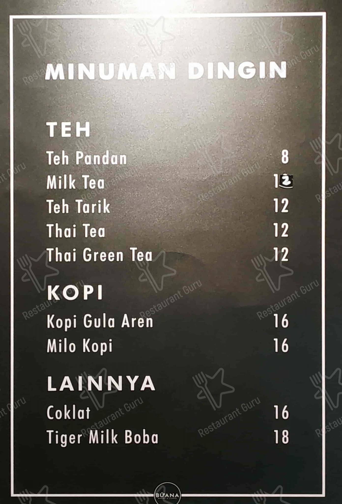 Menu at Buana Bakery, Jakarta, Menara Bidakara 1
