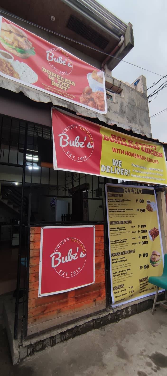 Menu at Bubz's Fried Chicken House restaurant, Balagtas