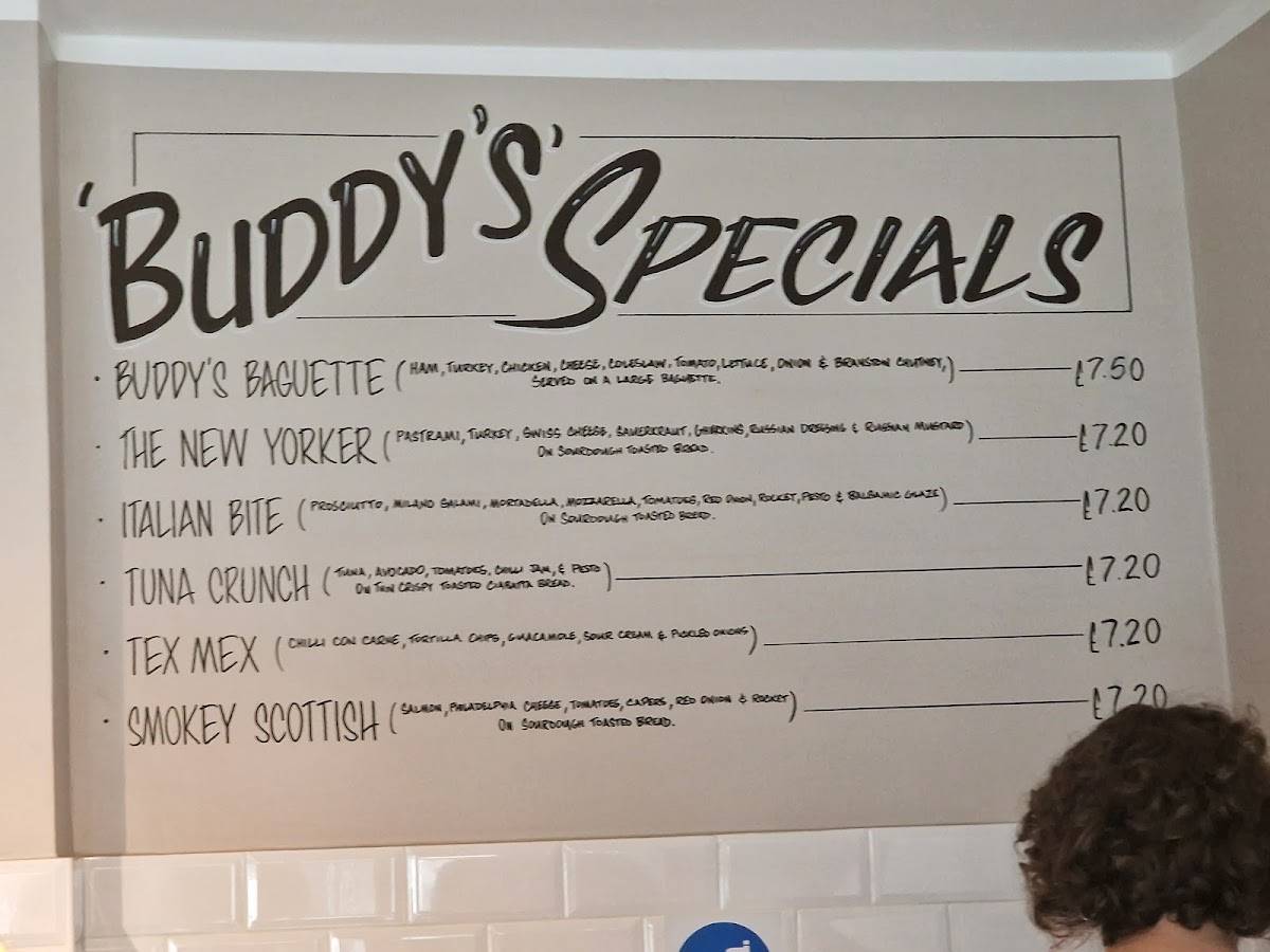 Menu at Buddy’s Baguettes restaurant, Worcester