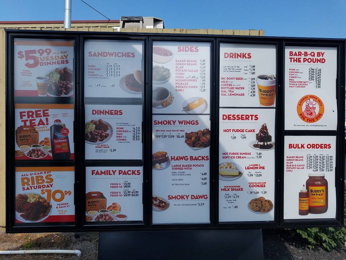Menu at Buddy's Bar-B-Q, Morristown