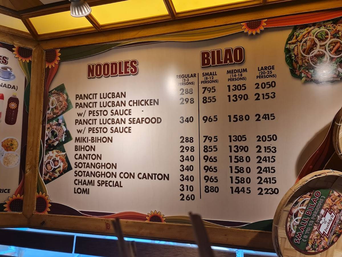 Menu at Buddy's Candelaria restaurant, Candelaria