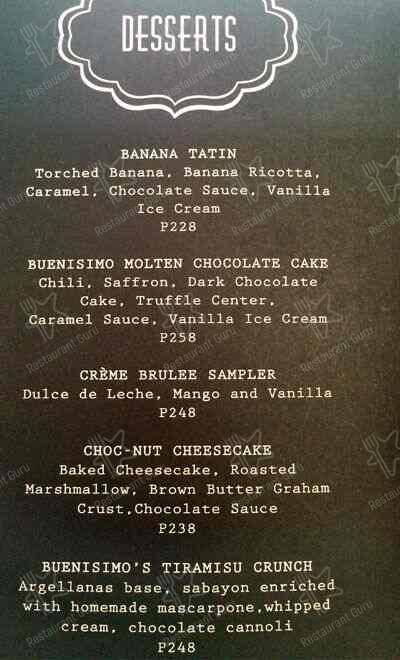 Menu at Buenisimo By Cafe Ysabel, Quezon City, 24 Sct. Tuason St